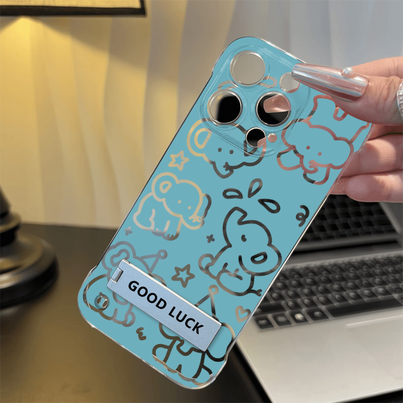 OPPOReno15适用14ProMax超薄iPhone17线条小象华为Mate80透明无边框16Plus可爱荣耀x70i手机壳硬苹果13带支架
