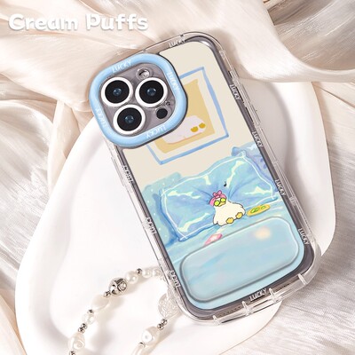 iPhone16手机壳软12护肤小鸭红米note15少女心14plus带挂绳荣耀MAGIC8镜子支架苹果17ProMax适用VIVOx300可爱