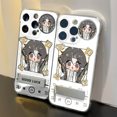 iPhone17air透明荣耀POWER无边框16手机壳硬OPPOFindx9天官赐福谢怜可爱苹果15Plus适用14ProMax超薄13带支架