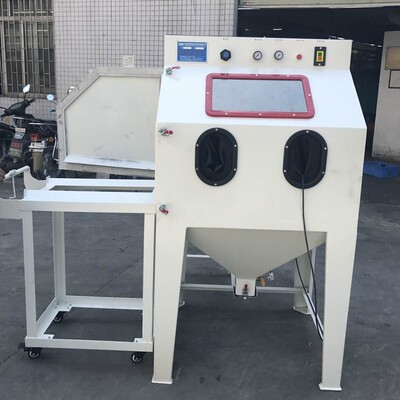 深圳市福永手动喷砂机 9080推车转盘手动喷砂机 硅橡胶模具喷沙机