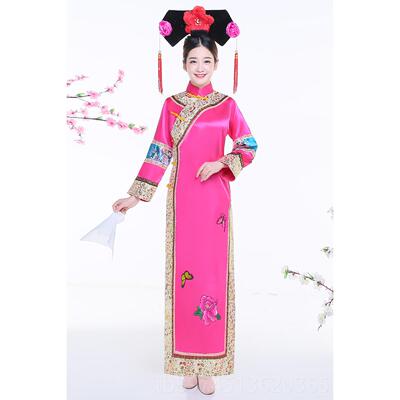 正品清朝满族古装还珠格格装人服宫女甄嬛传旗成袍大码宫廷演出女