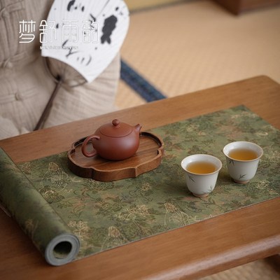 云纱双面茶席春祥干泡茶席桌旗双面防水中国风茶桌垫壶垫茶道配件