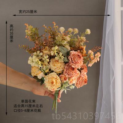 正品成品花束 客北欧复古仿黄真花厅摆件假花大装束饰花瓶餐桌摆