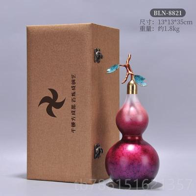 高档中式纯黄铜葫芦摆件紫气东来空开口新全心铜葫芦摆设客装厅饰