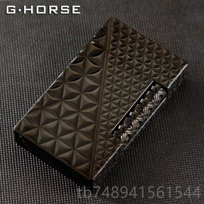 正品法国horse正打品男朗声火机g定制风防充气复古超薄个性纯黄铜