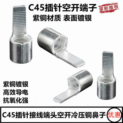 C45紫铜镀银接头插针接线端子空气开关插片针式鼻子连接器压接头