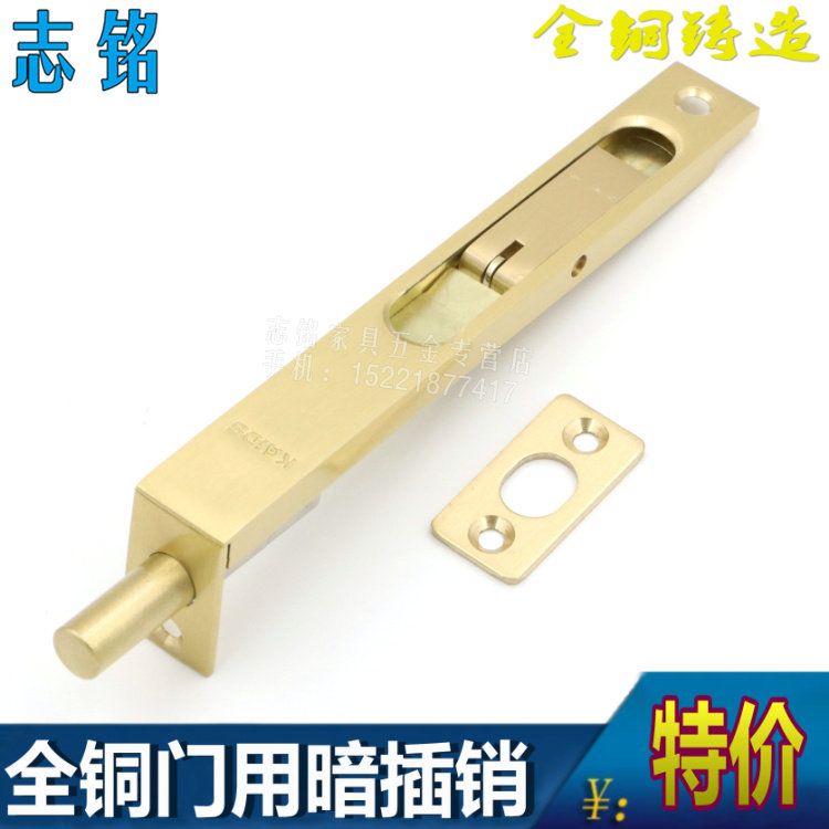 纯铜门用暗藏式门暗插销 家具木门双开门暗插 门用天地插
