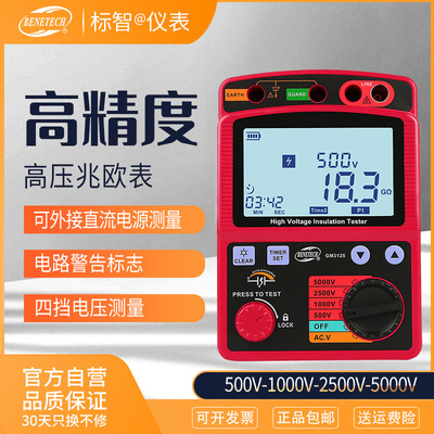 标智GM3123数字高压兆欧表电子摇表5000V数显绝缘电阻测试仪3125