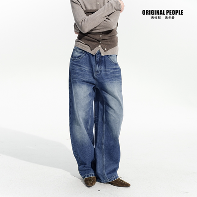 ORIGINAL PEOPLE早春中性复古水洗牛仔裤显瘦松弛感廓形长裤女