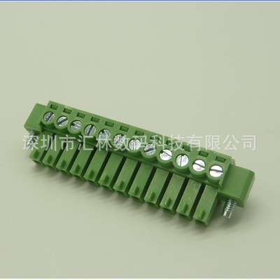 替代dinkle接线端子EC381VM-12P带耳插头-黑色/绿色-3.81穿墙端子