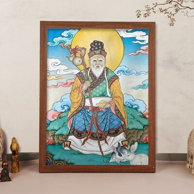 土地公神像挂画土地爷福德正神佛像居家相框摆台堂屋客厅供奉摆件