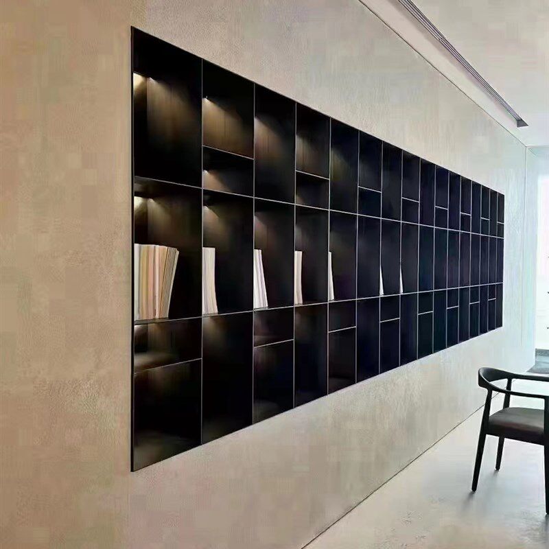 不锈钢展示架书柜景墙壁龛电视柜黑钛钢板柜酒柜金属装饰工业定制