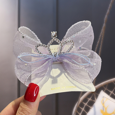 儿童发饰小公主皇冠蝴蝶结发夹女孩王冠生日表演头饰高端女童配饰