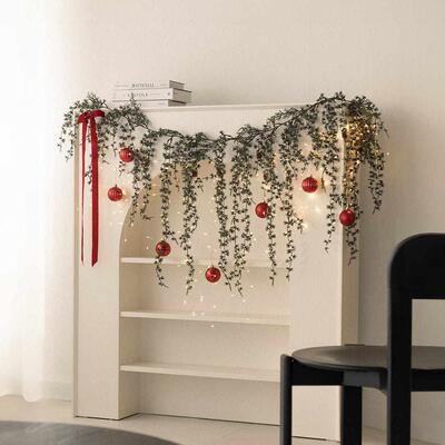 Christmas decorations圣诞节氛围装扮装饰仿真松针灯串藤条挂饰