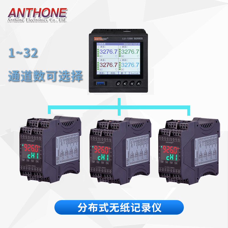 ANTHONE无纸记录仪工业级温度16 24 32多通道分布式无纸记录仪