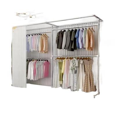 镀锌管晾衣架两层挂衣架上下衣架落地立式新款多层其它铁无