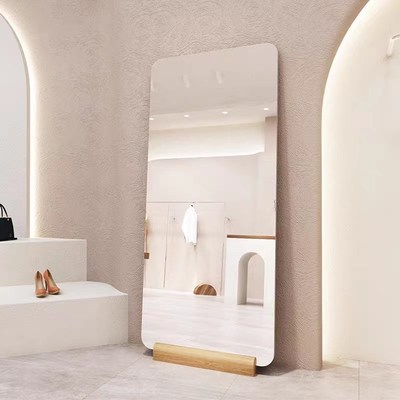 无铜银镜全身落地镜简约家用带底座防爆试衣镜衣帽间卧室轻奢镜子