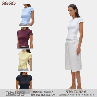 seso瑜伽基础圆领短袖T恤运动
