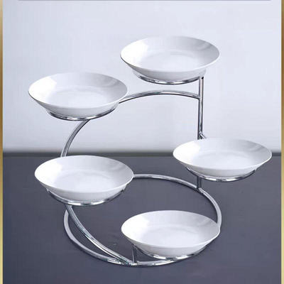 餐桌冷盘架子宴会凉菜摆盘架不锈钢电镀盘碟子展示架铁艺婚庆道具