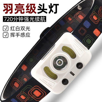 感应头灯强光超亮LED可充电超长续E航户外夜钓鱼头戴式双光源矿灯