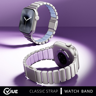 适用苹果iwatchs11手表带applewatch s10不锈钢s9复合硅胶s8磁吸扣s7春夏新款女s6高级感智能se腕带通勤商务