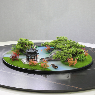 大圆桌转盘桌景装饰酒店高档餐y桌中间摆花大摆件遥控加湿喷雾景