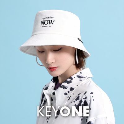 KEYONE2025春夏新款时尚刺绣渔夫帽防晒帽男女同款印花遮阳帽