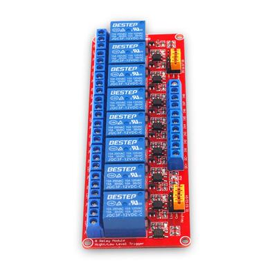BESTEP 红色版 8路 12v 24v 继电器模块 高低电平 光耦隔离