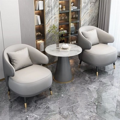 优选单人皮艺阳台休闲小沙发休息区接待店铺酒店商务会客洽谈桌椅