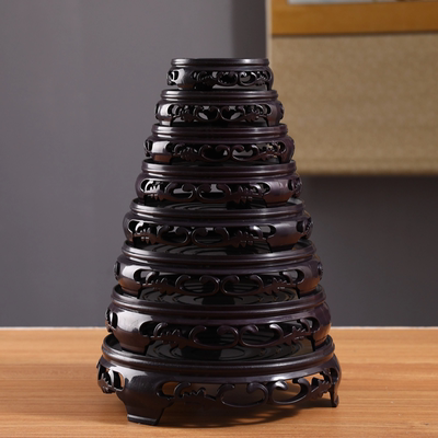 花盆底座鱼缸托架盆景兰花盆托盘香炉花瓶仿紫砂塑料托盘