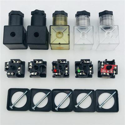 DIN43650A液压电磁脉冲阀线圈接线盒插头气动端子带灯LED DC AC