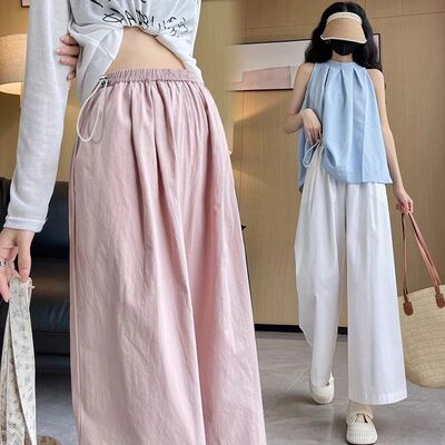 Korean Style Summer Maternity Cotton Pants Drawstring Waist