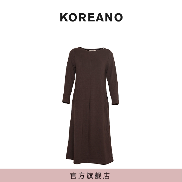 【KOREANO】春秋烟棕色长款连衣裙 LT6208(BUN)