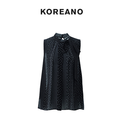 【KOREANO】夏季满天星黑色印花飘带式小衫  BI4889(JUN)