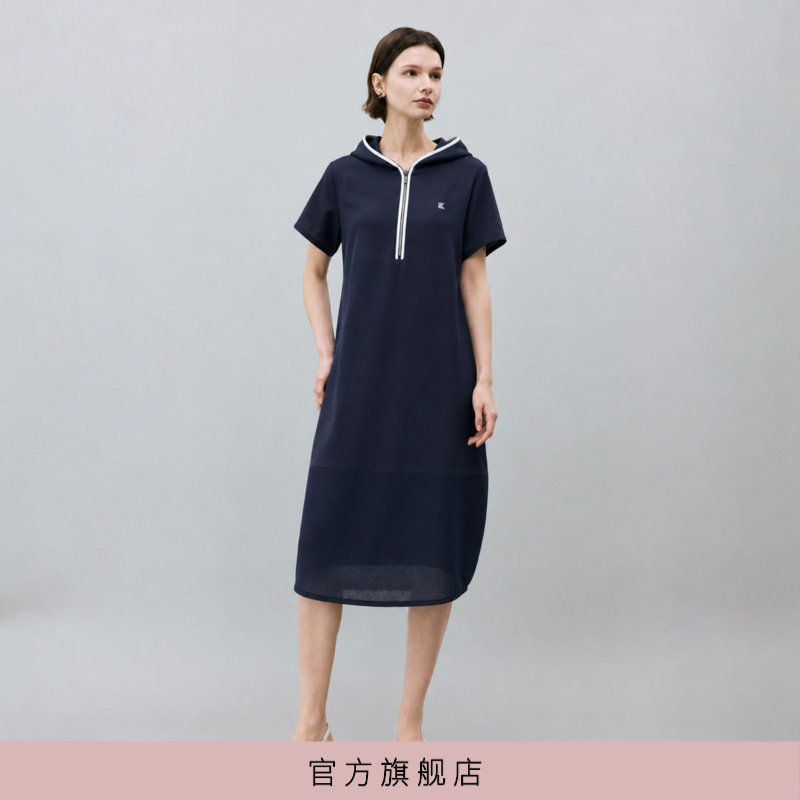 KOREANO/柯利亚诺藏青休闲运动风连帽连衣裙26R4-LW7997(UN)