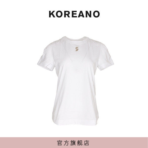 【KOREANO】女经典宽松弹力针织白色H型T恤25R5-TT6531(VUN)