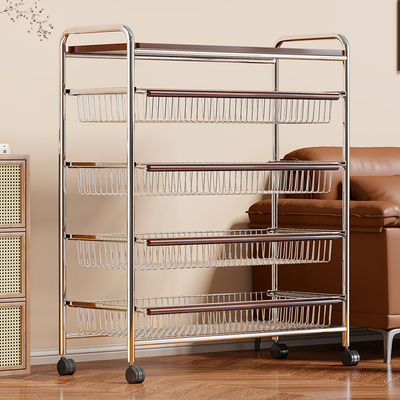 优选中古小推车客厅移动落地零食收纳架家用复古厨房蔬菜墙架子置