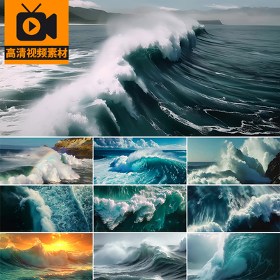 4K海浪海洋波浪花飞溅巨浪拍打海岸大海浪涛波涛汹涌高清视频素材
