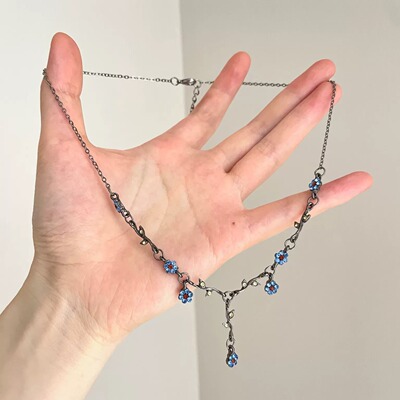 Vintage古着 Blue oil dripping plum blossom项链