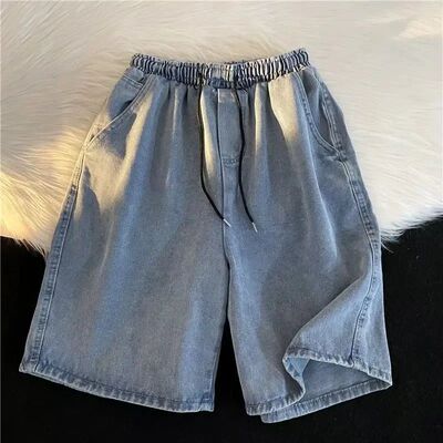 Japanese Vintage Washing Denim Shorts Men's Summer Loose-Fit