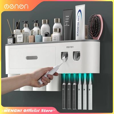 MENGNI-Magnetic Adsorption Inverted Toothbrush Holder Wall -