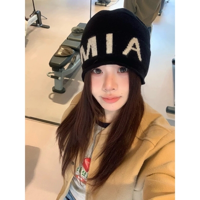 韩版ins字母包头帽子女春秋季时尚百搭小头围套头冷帽针织堆堆帽