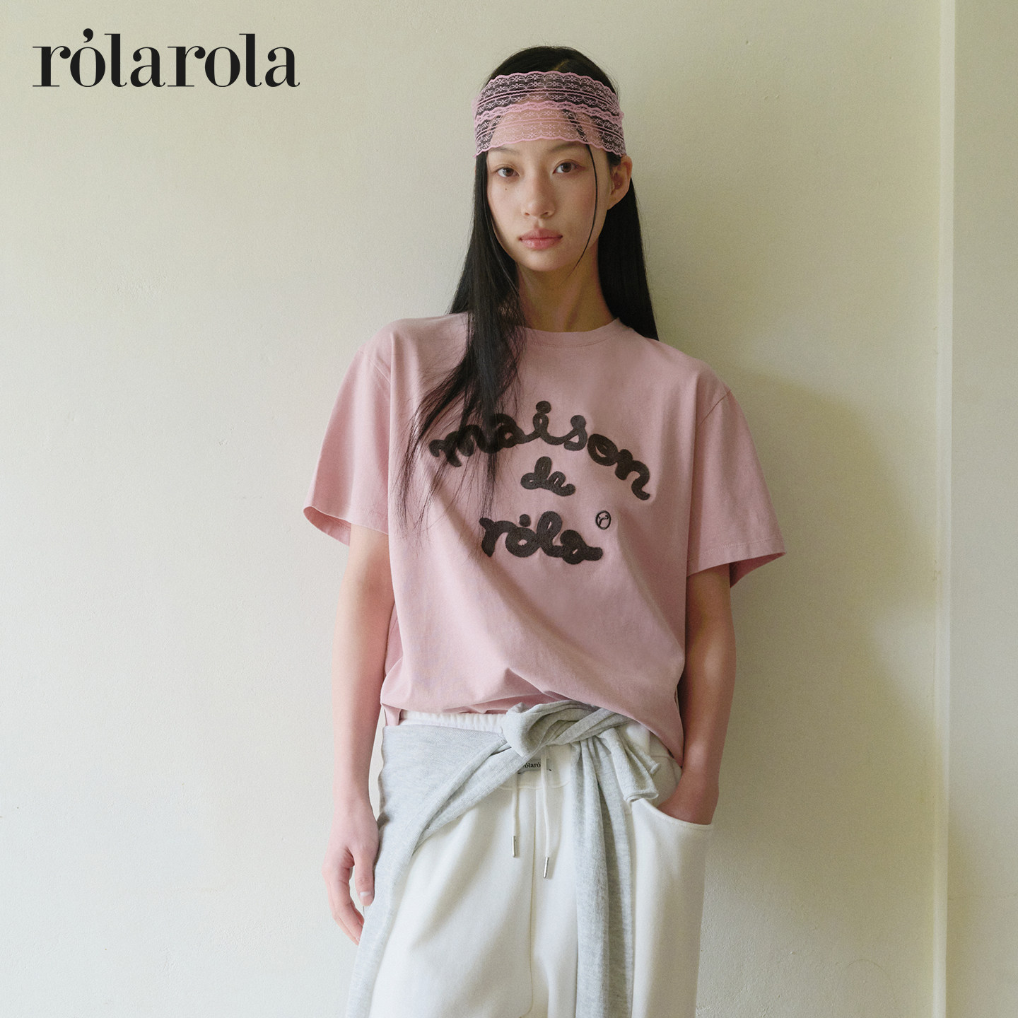 【张元英同款】ROLAROLA 2026年新款字母印花圆领短袖少女感T恤