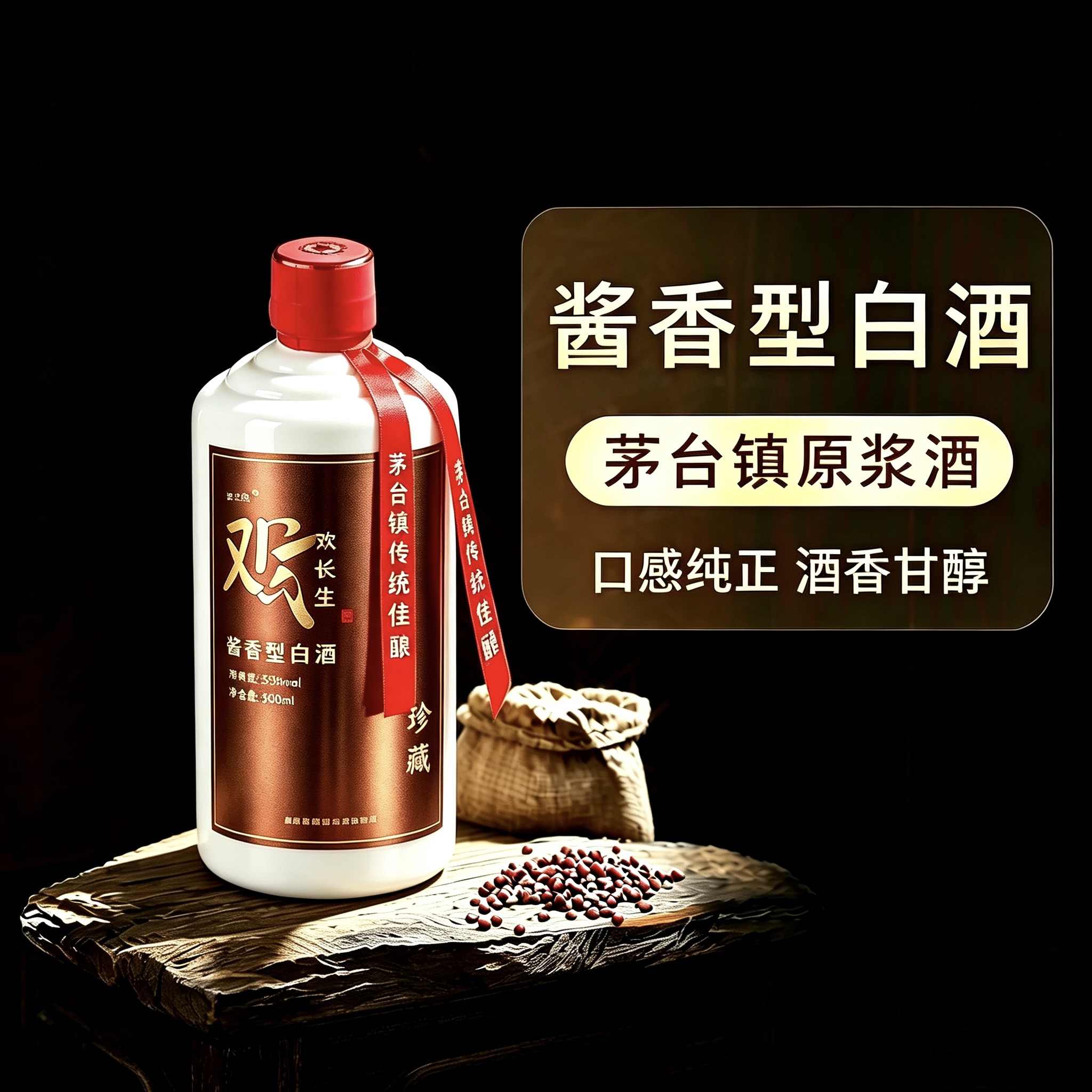 贵州酱香型白酒53度窖藏老酒纯粮食坤沙封坛高粱酒整箱6瓶装500ml