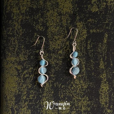 复古宫廷风波浪圆珠耳环独特轻奢