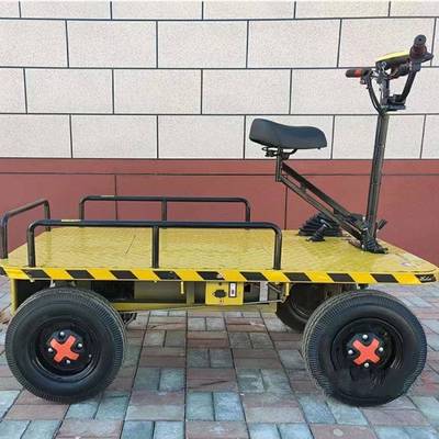 电动四轮手推车拉货车农场菜市场搬运平板车骑行款工厂货物平板车