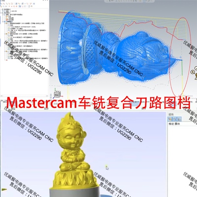 1179#mastercam2022车铣复合刀路图档/孙悟空摆件刀路/完整程序