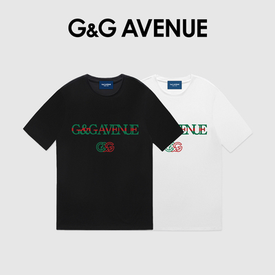 法国G&G AVENUE 轻奢潮牌圆领短袖T恤运动吸汗男女士情侣同款上衣