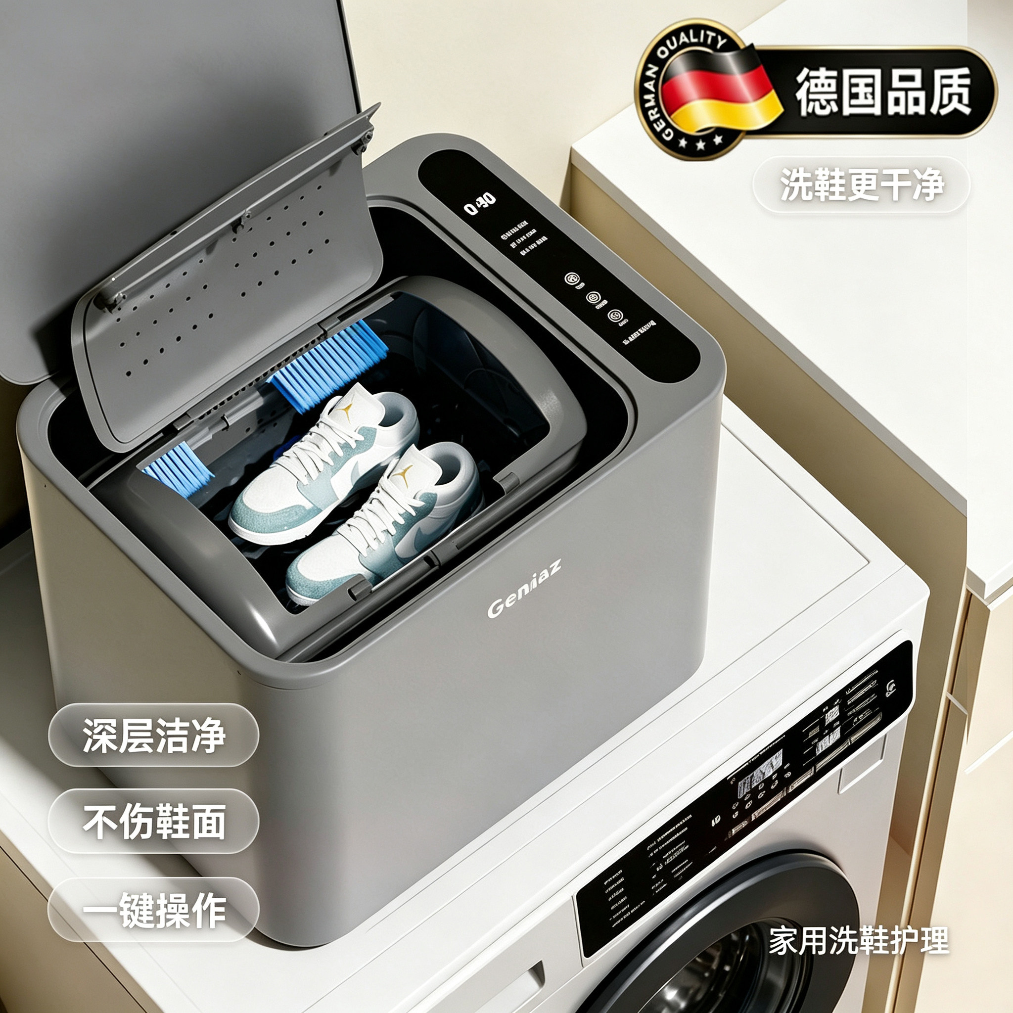 德国自动刷鞋机全壁刷滚筒式家用电动小型洗袜机宿舍洗衣机刷鞋器