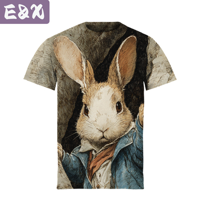 动物兔子圆领短袖女性夏日T恤